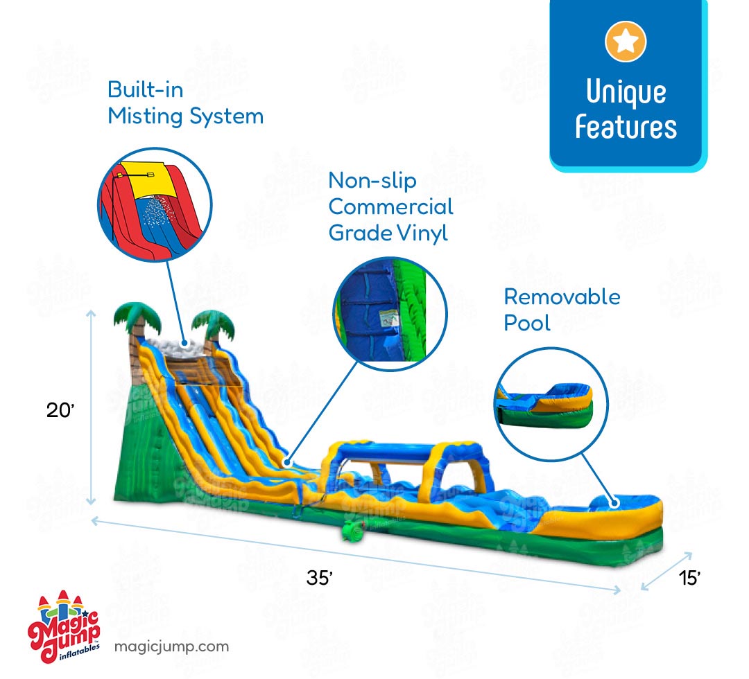 20 Tropical Wave Slide | Wet or Dry Slide, Inflatable Water Slide ...